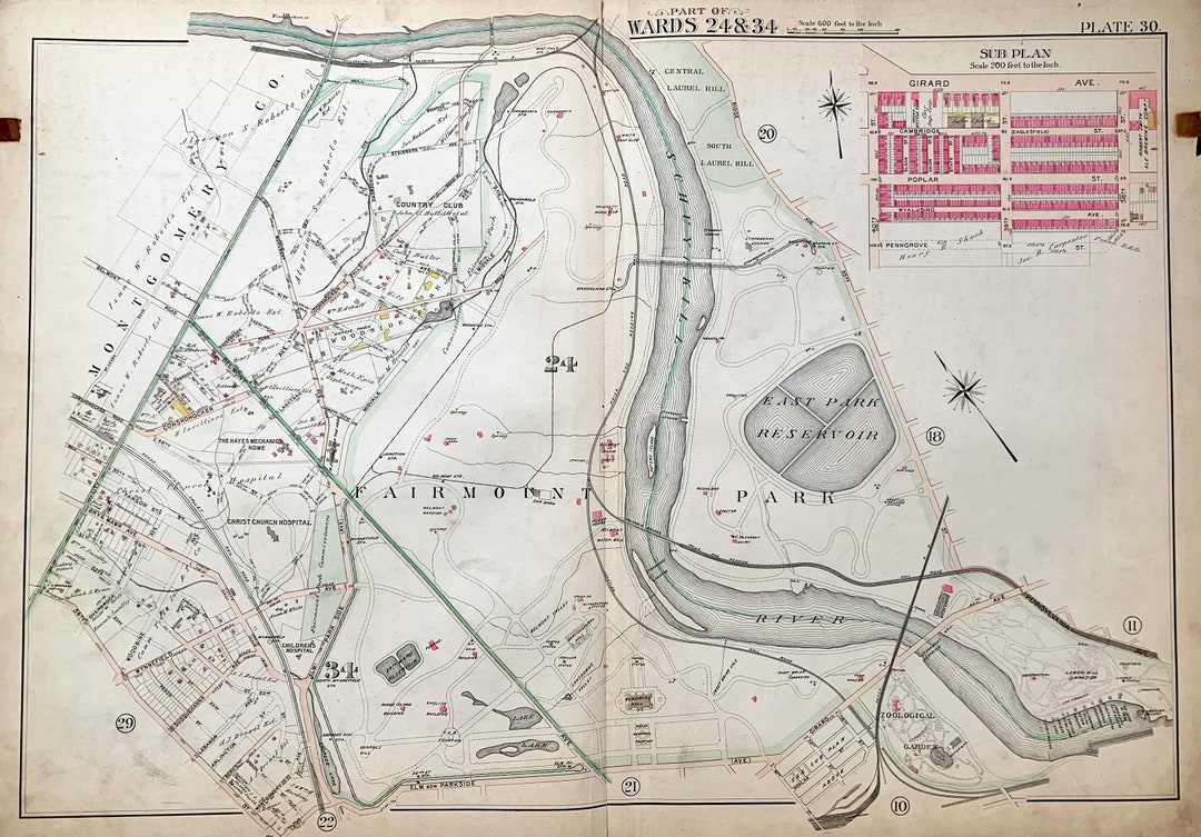 Wynnefield Map Philadelphia Zoo Map Original 1910 City of - Etsy