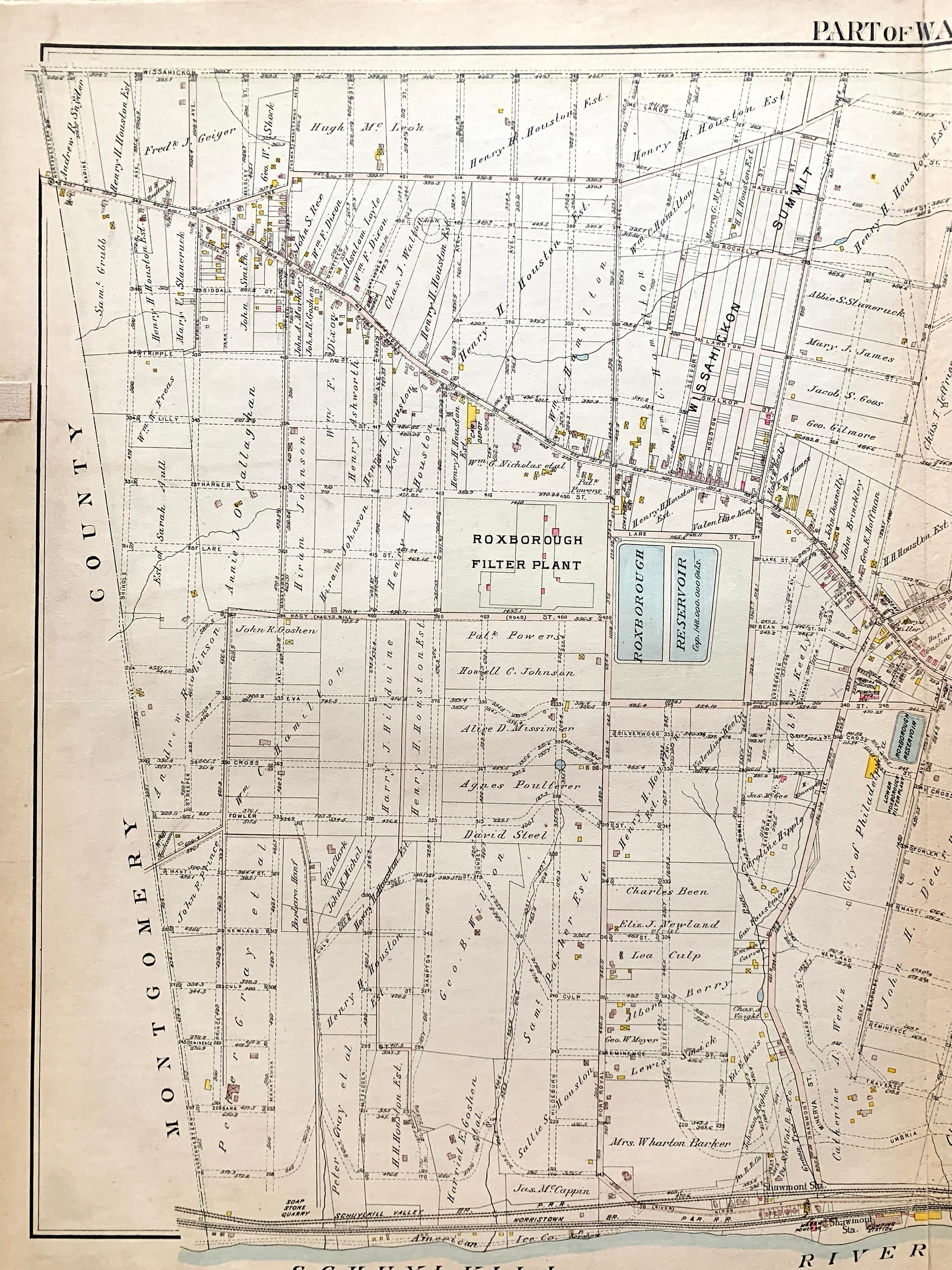 Roxborough Map, Original 1910 City of Philadelphia Atlas, Shawmont ...