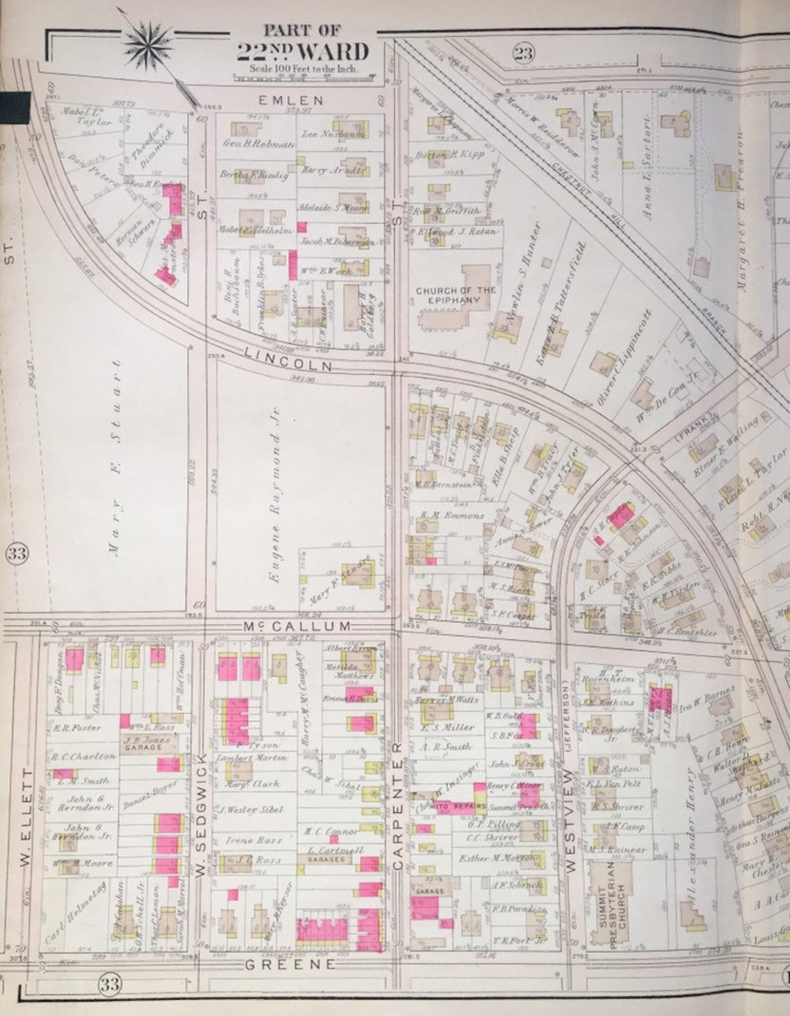 Mount Airy Map City of Philadelphia Atlas Map 1923 Original - Etsy
