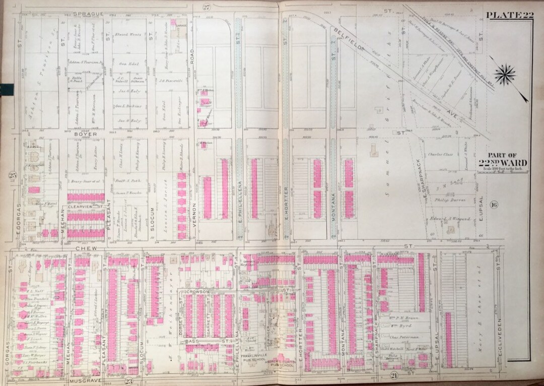 Mount Airy Map, East Mount Airy Map, 1923 Original City of Philadelphia ...