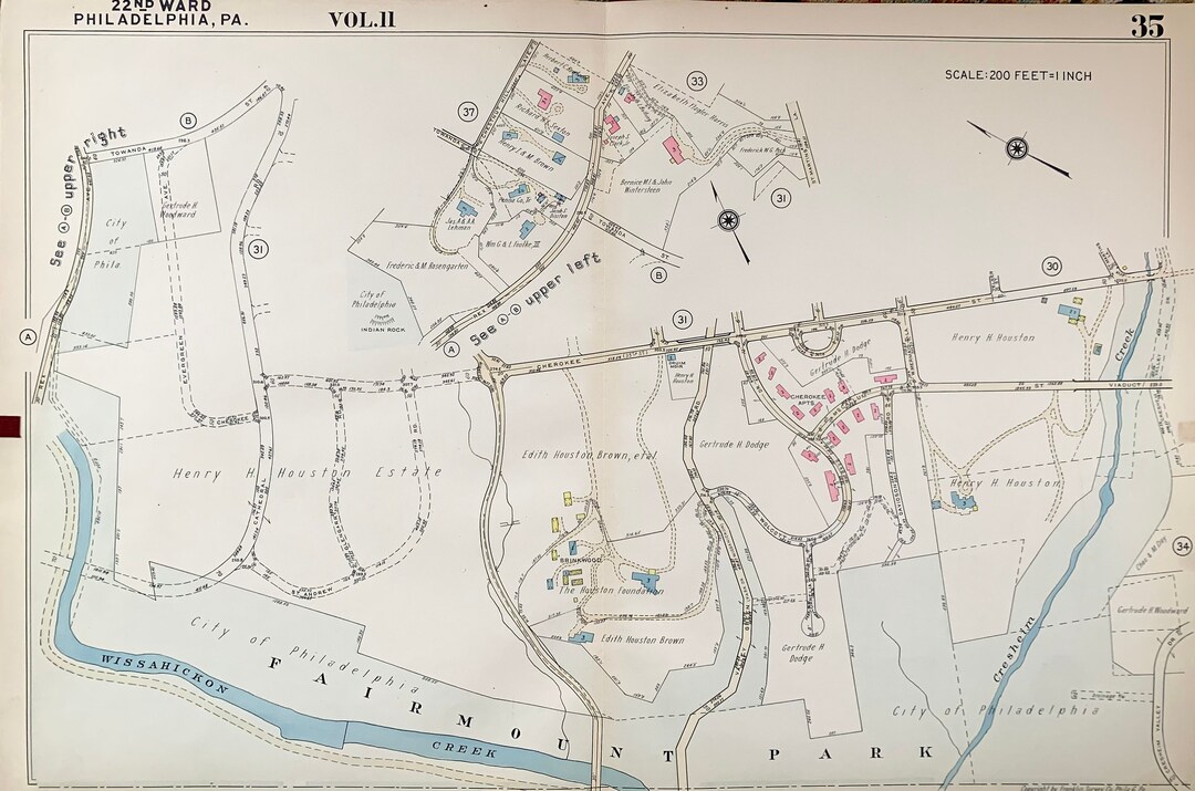 Buy Chestnut Hill Map, Original 1955 City of Philadelphia Atlas, Ward ...