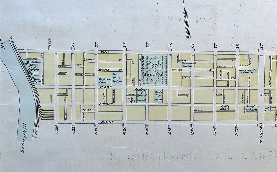 Franklin Square Map Original 1895 Philadelphia Ward Atlas - Etsy