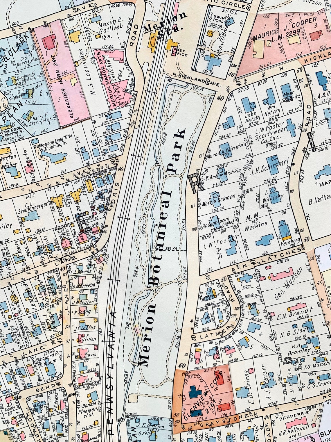 Merion Map Merion Station Map Original 1961 Main Line | Etsy