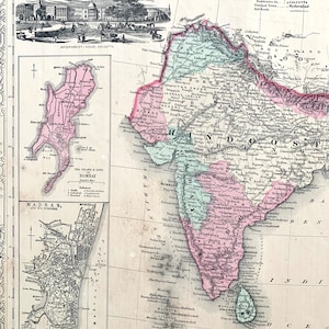 Hindostan or British India Map Antique Johnsons 1864 Atlas - Etsy
