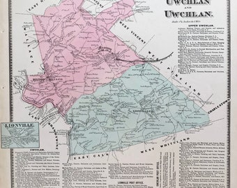 Upper Merion Township Map Original 1912 Pennsylvania Main - Etsy