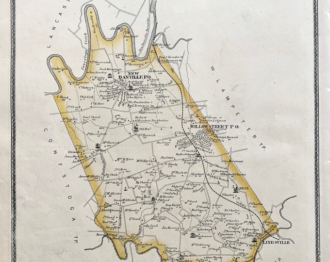 Pequea Township Map Original 1875 Lancaster County Atlas New - Etsy