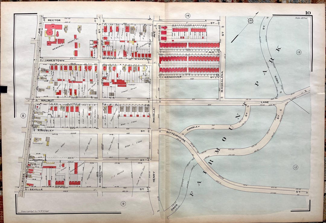 Manayunk Map, Original Ward 21 Philadelphia Atlas, Roxborough Hospital ...