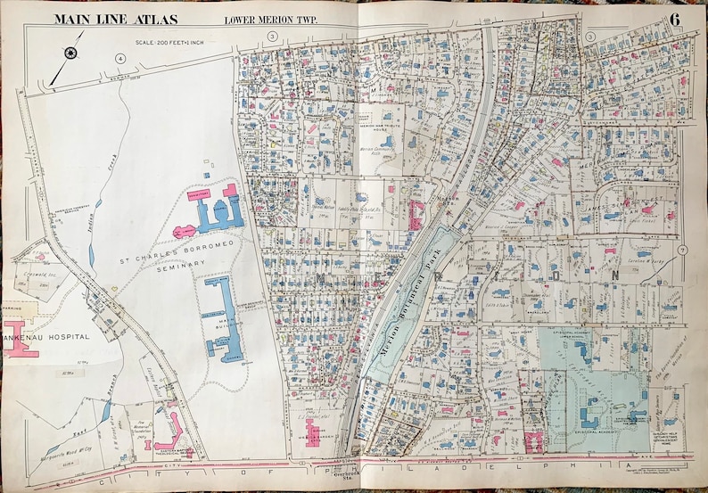 1947 Merion Map, Original Main Line Atlas Map, Lower Merion Township ...