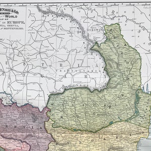 Turkey in Europe Map, Original 1895 Rand Mcnally Atlas, Romania ...