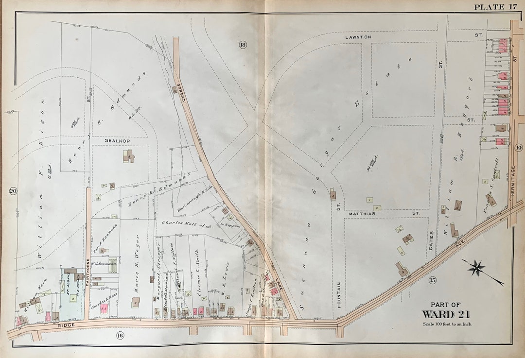 Roxborough Map, Original 1911 City of Philadelphia Atlas, Manayunk ...