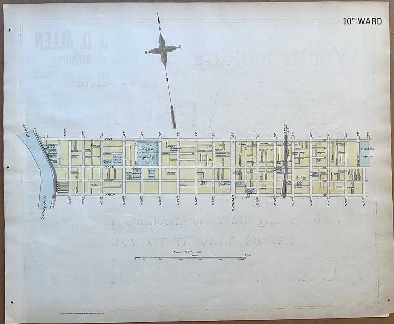 Franklin Square Map Original 1895 Philadelphia Ward Atlas - Etsy