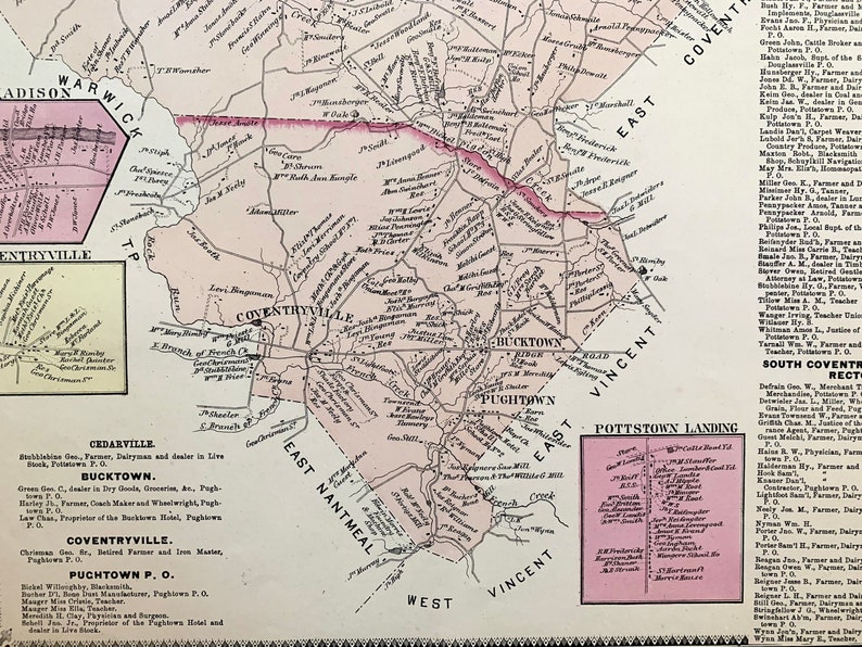 North Coventry Map South Coventry Map Original 1873 Chester - Etsy