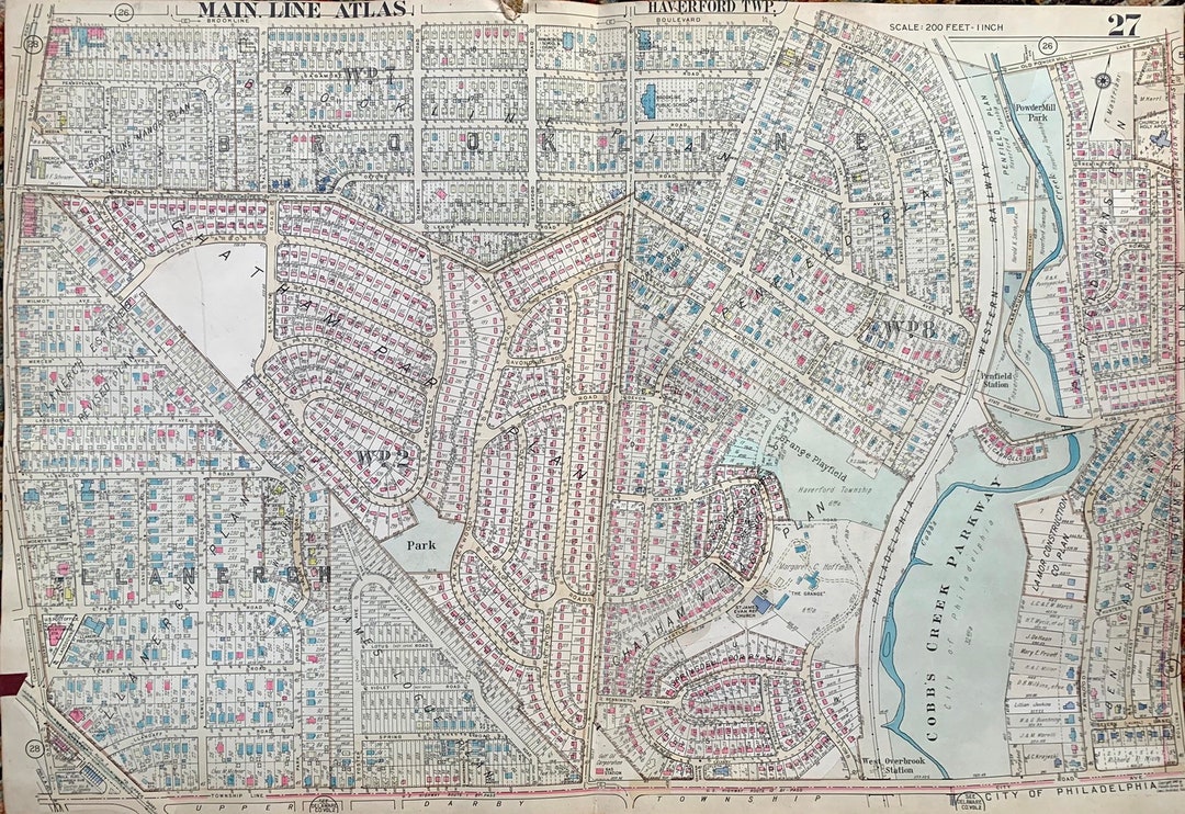 1947 Llanerch Map, Brookline Map, Haverford Township, Original Main ...