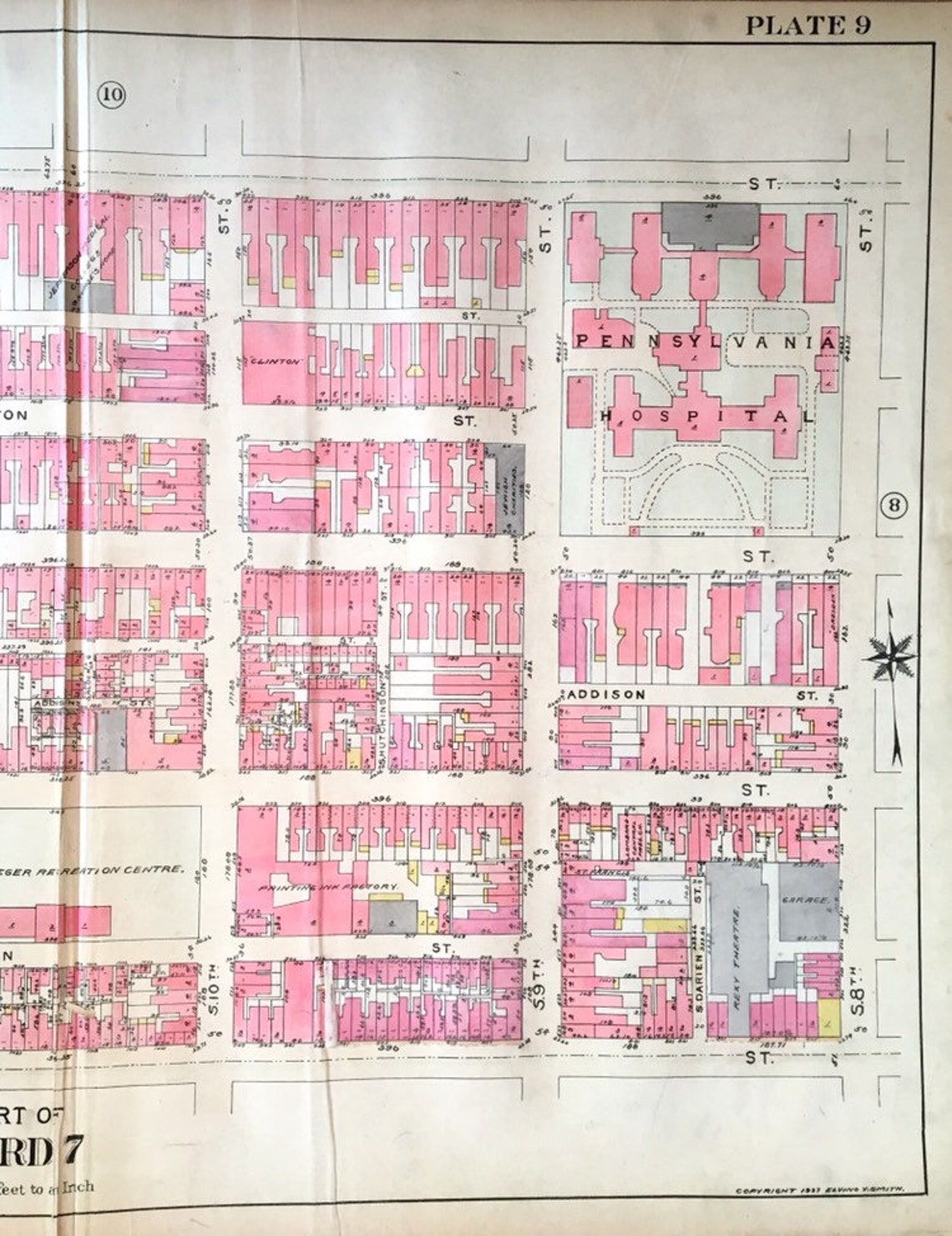Gayborhood Map, Original 1927 Philadelphia Atlas Map, Hand Colored ...