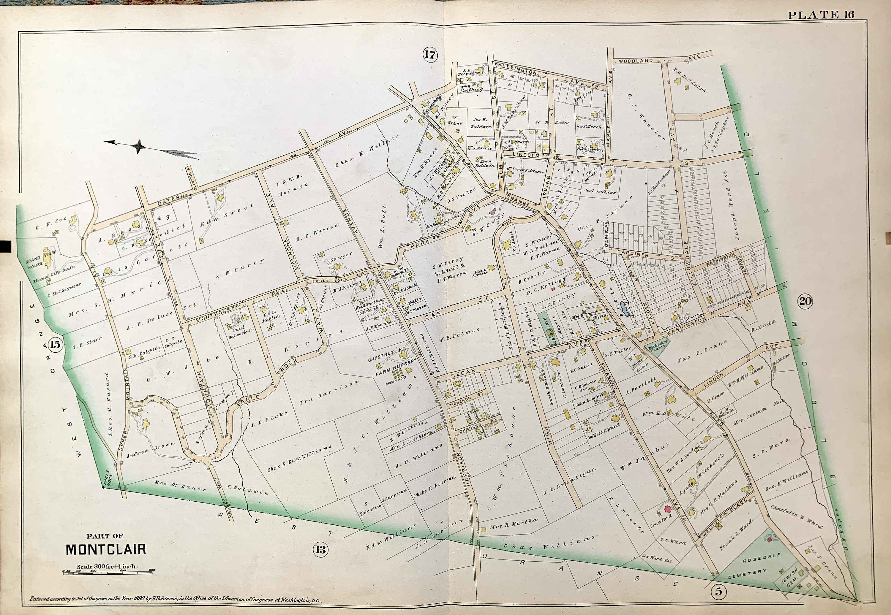 Montclair Township Map, Original 1890 Essex County Atlas, South End - Etsy