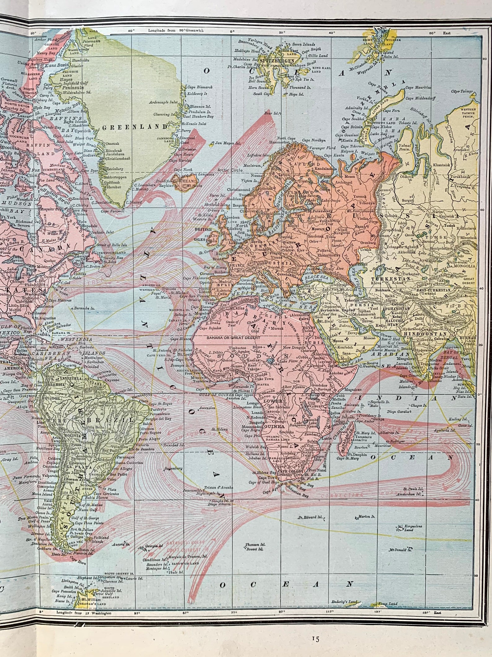 Map of the World Original 1902 Crams Atlas Mercators - Etsy