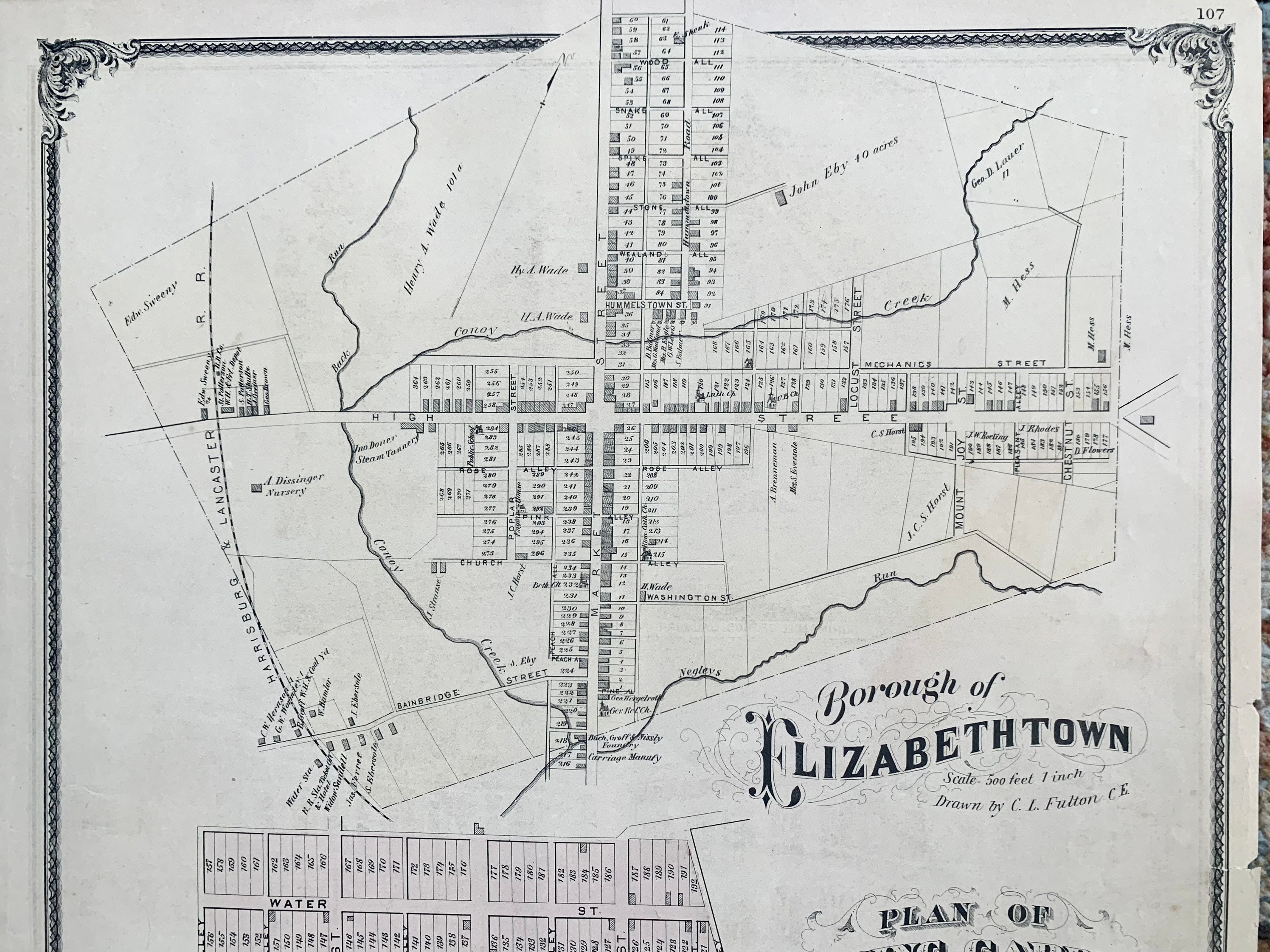 Elizabethtown Map Original 1875 Lancaster County Atlas - Etsy