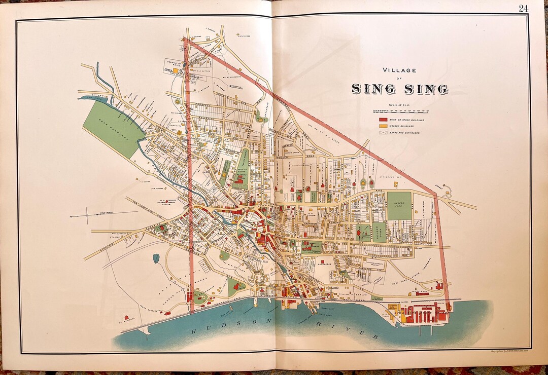 Sing Sing Map, Original 1890 Westchester County Atlas, Ossining, State ...