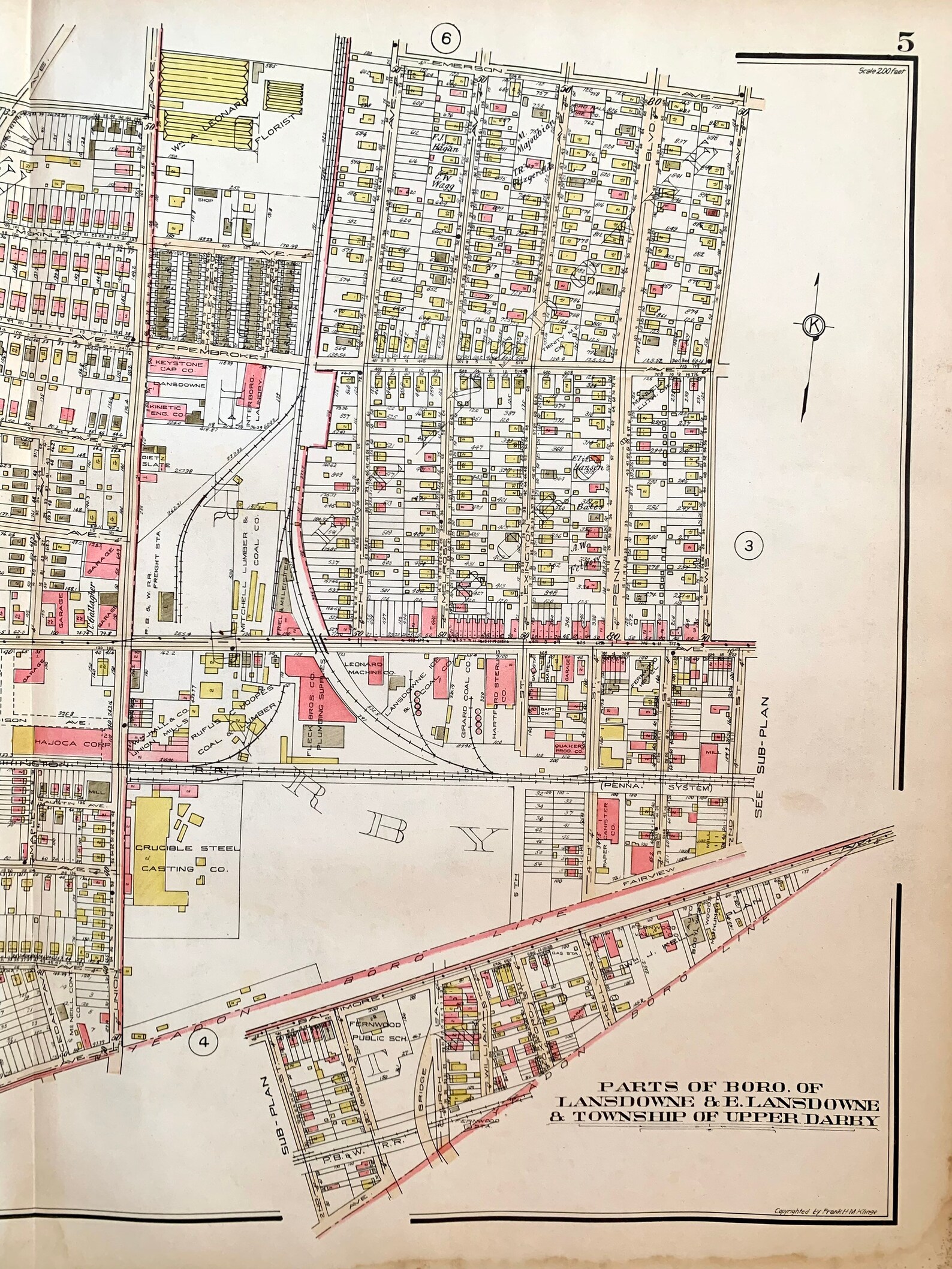 Lansdowne Map, Original 1929 Delaware County Atlas, Upper Darby ...