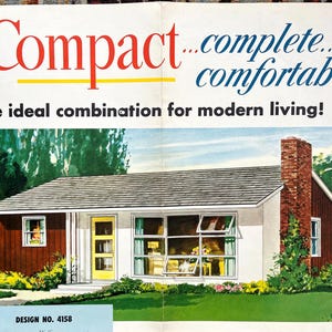 Vintage House Plan Poster, Original 1950s Weyerhaeuser Mid Century ...