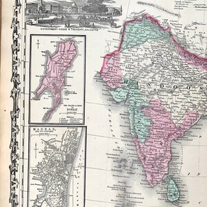 Hindostan or British India Map Antique Johnsons 1863 Atlas - Etsy