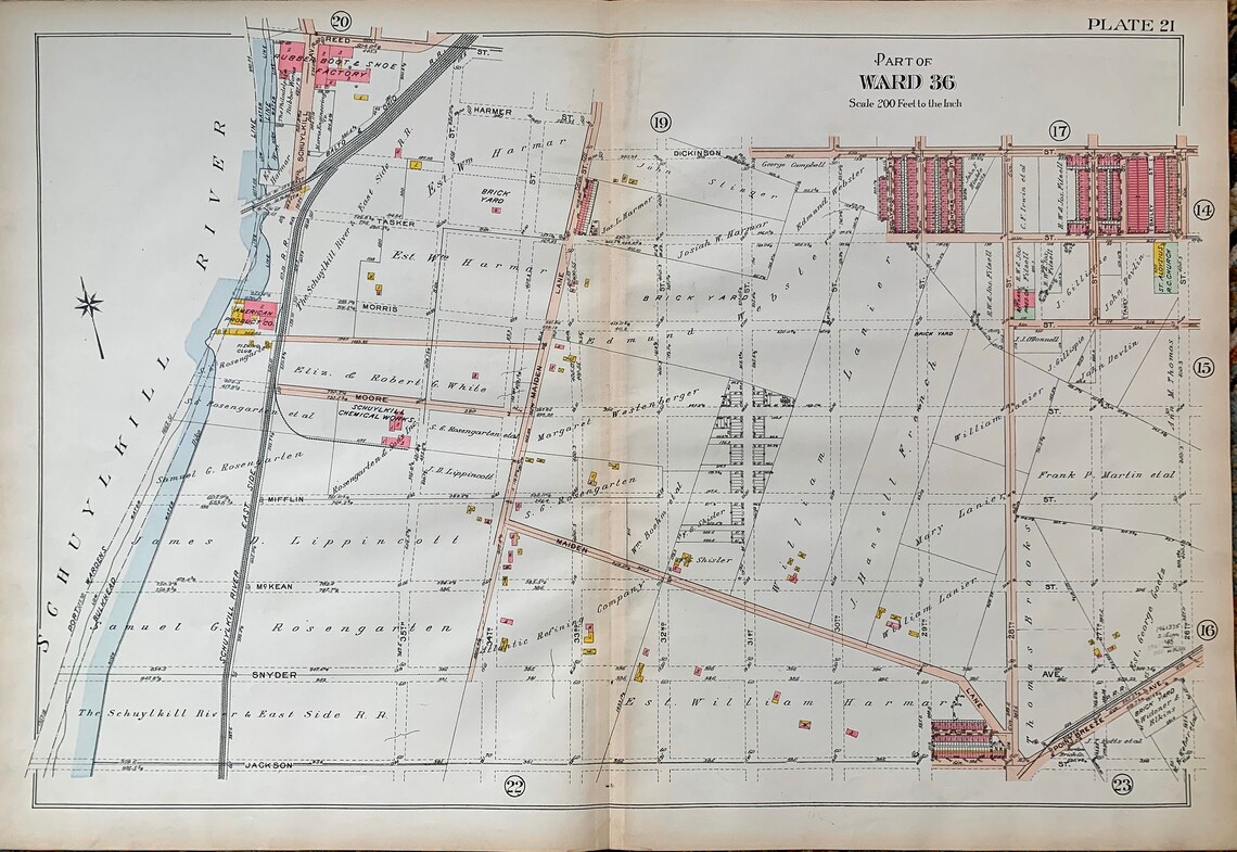 Carte de Grays Ferry, carte originale de l'atlas de la ville de ...