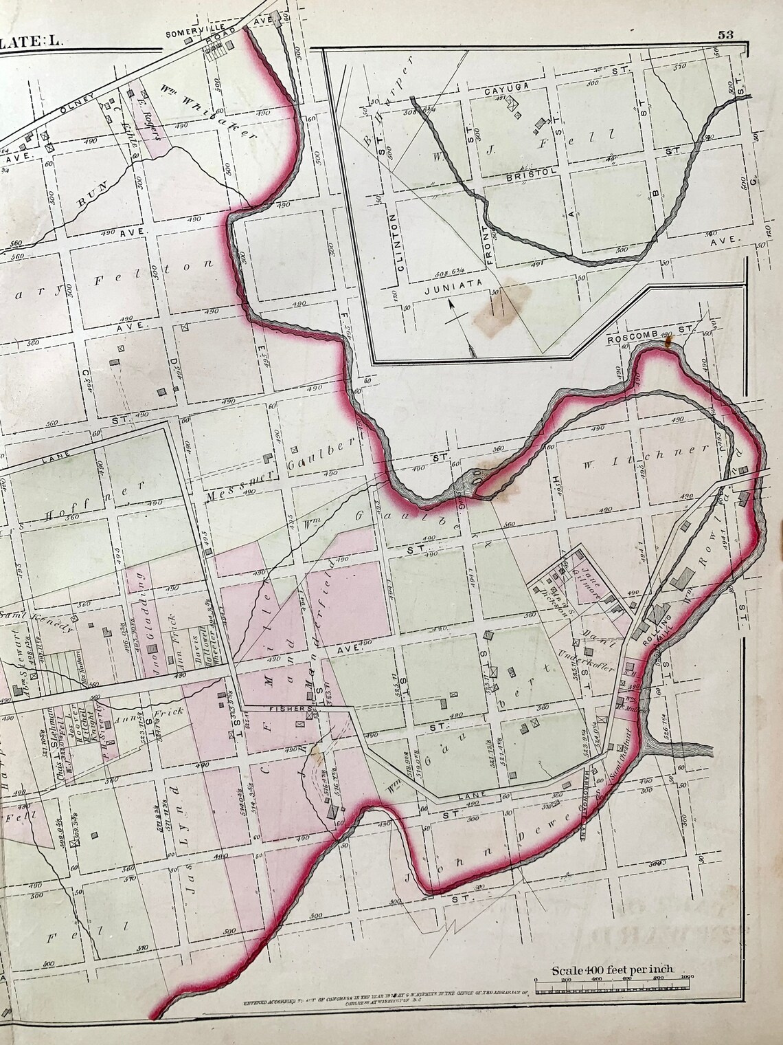 Olney Map, Original 1878 Philadelphia 22nd Ward Atlas, Feltonville ...