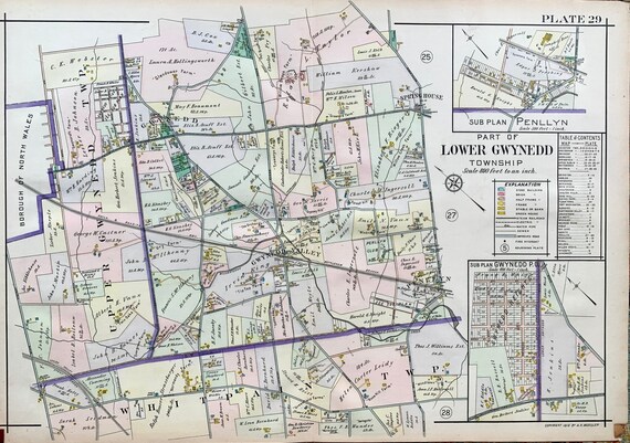 Lower Gwynedd Map Upper Gwynedd Original 1916 North Penn | Etsy