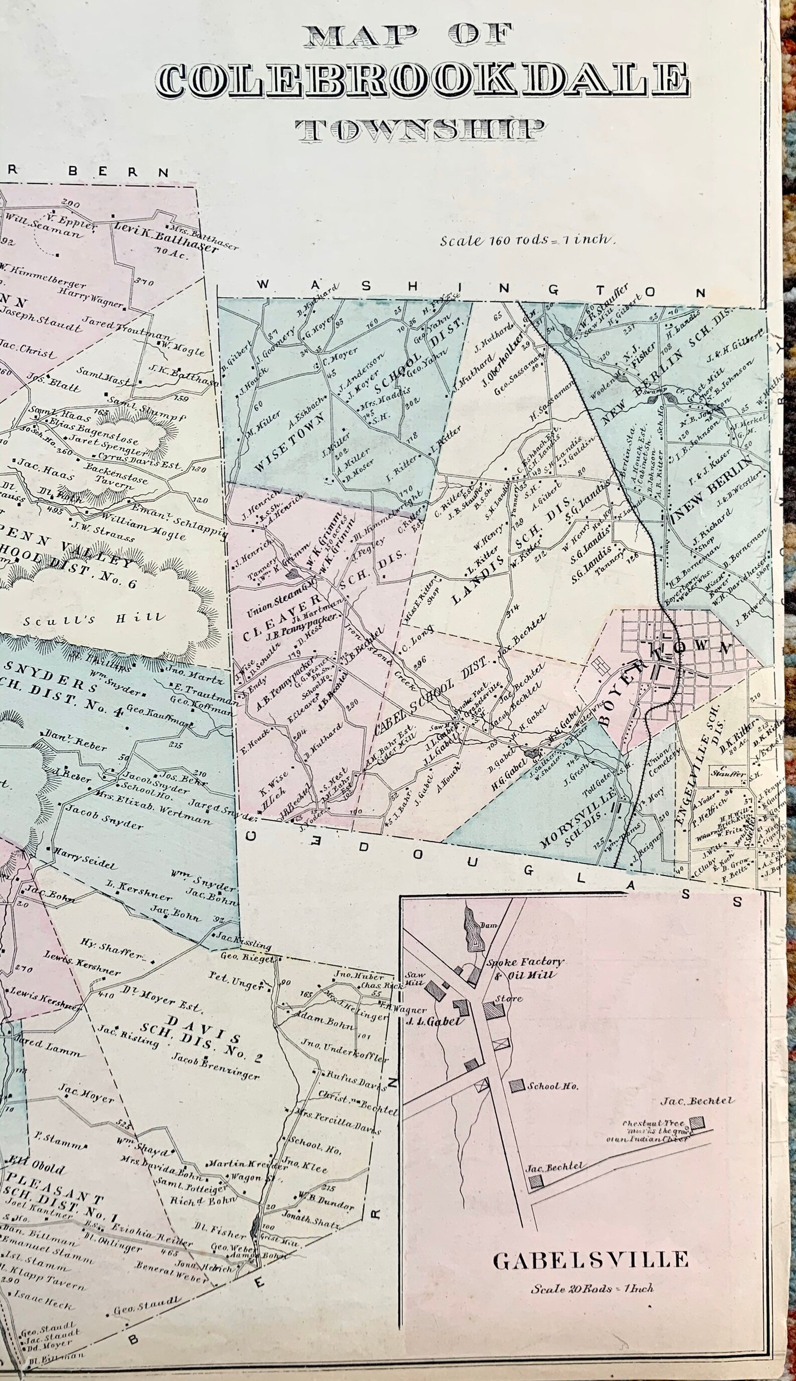 Colebrookdale Township Map Original 1876 Berks County - Etsy