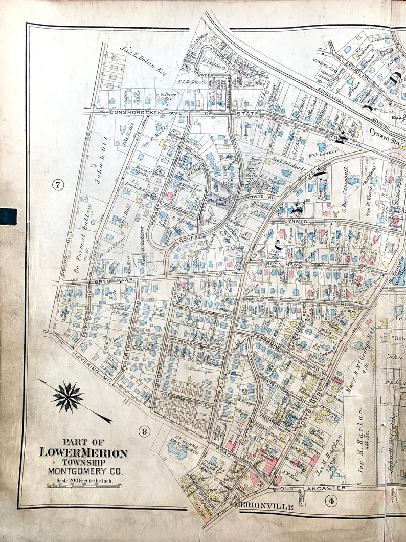 1926 Bala Cynwyd Map Original Main Line Pennsylvania Railroad | Etsy