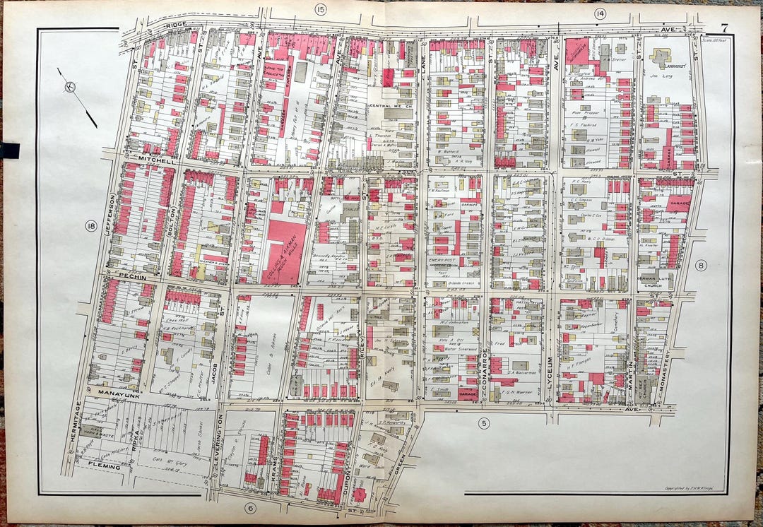 Manayunk Map, Original 1929 Klinge Ward 21 Atlas, Leverington Street ...