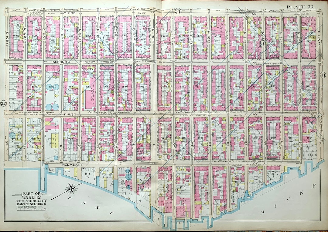 East Harlem Map, Original 1894 Manhattan Atlas, Spanish Harlem - Etsy