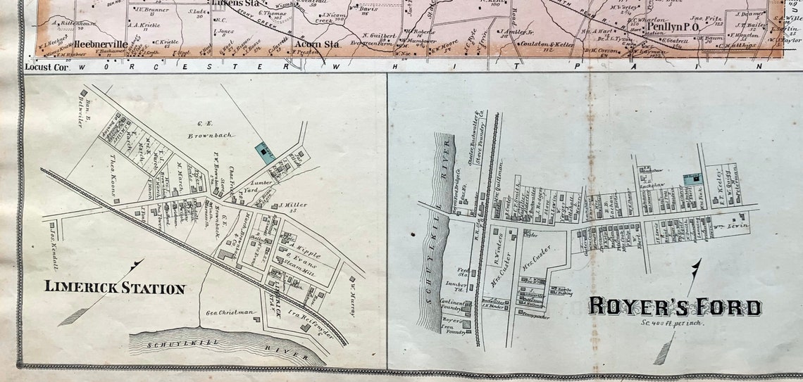Gwynedd Township Map Original 1877 Montgomery County Atlas - Etsy