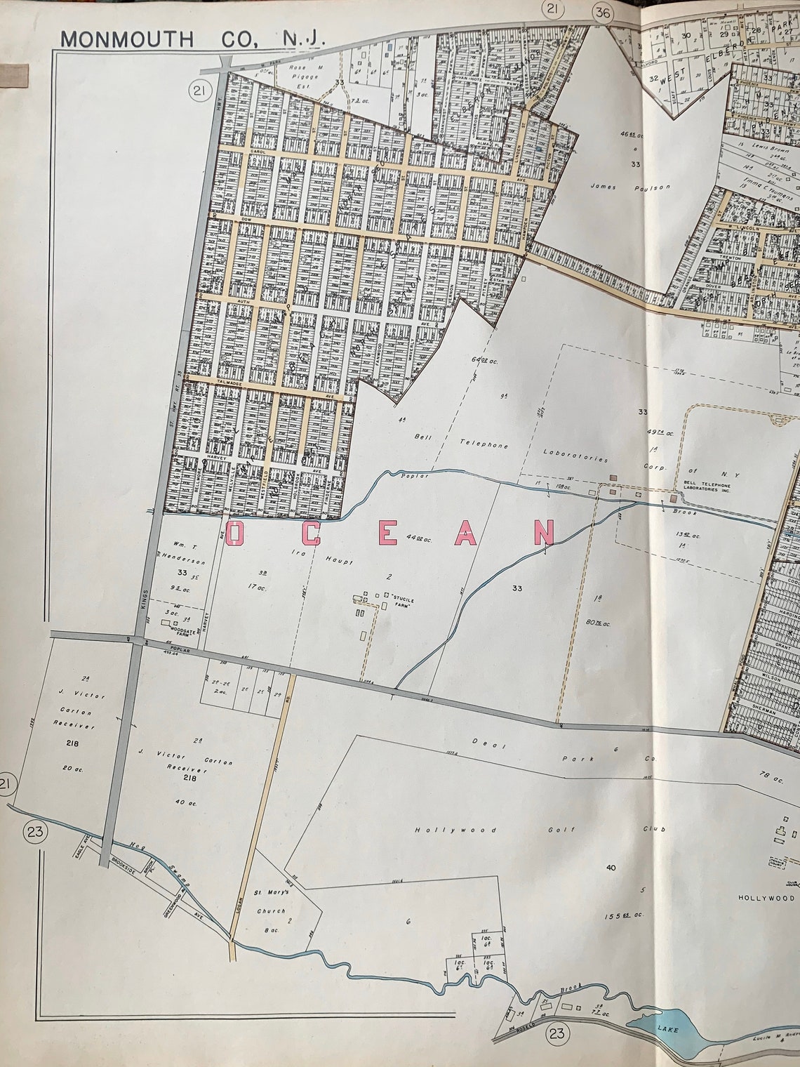 Ocean Township Map Original 1941 Monmouth County New Jersey - Etsy