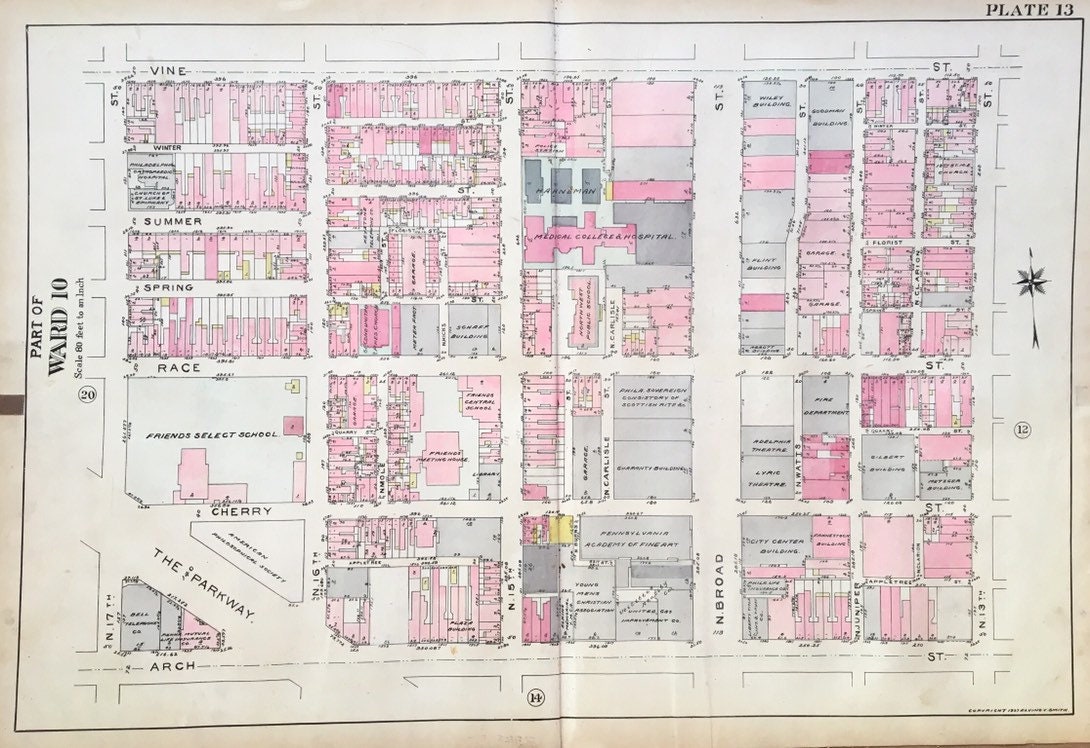 Center City Map Original 1927 City of Philadelphia Atlas - Etsy