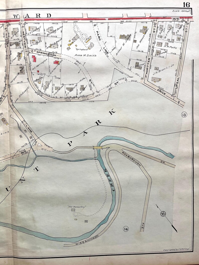 Roxborough Map, Original 1929 Ward 21 Philadelphia Atlas, Carpenters ...