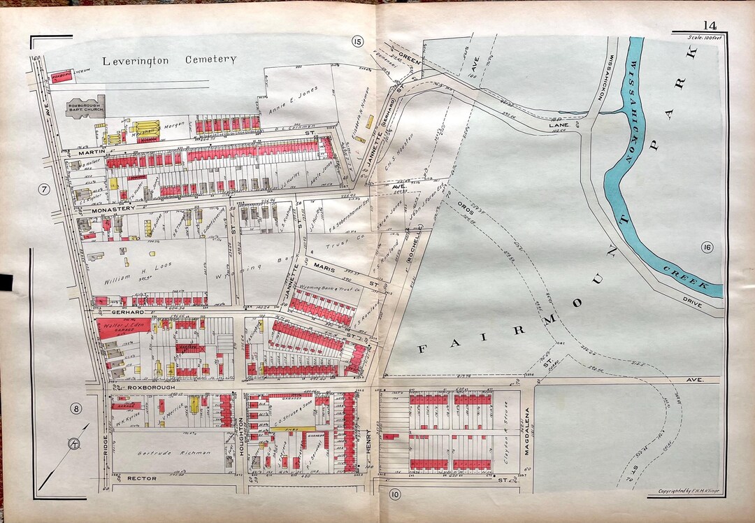 Manayunk Map, Original 1929 Ward 21 Philadelphia Atlas, Roxborough ...