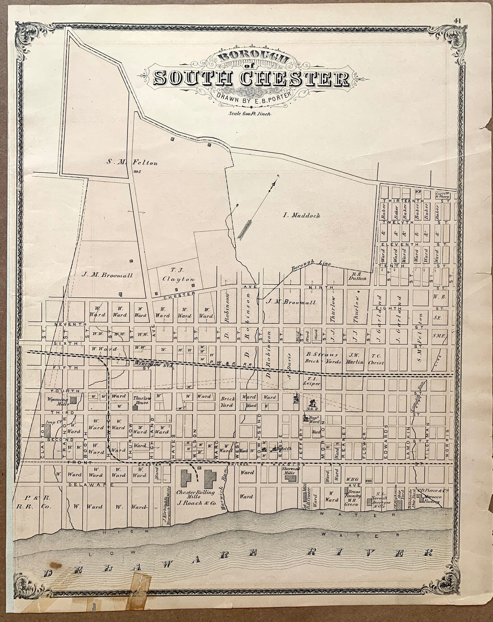 Chester Pennsylvania Map Original 1875 Delaware County Atlas - Etsy