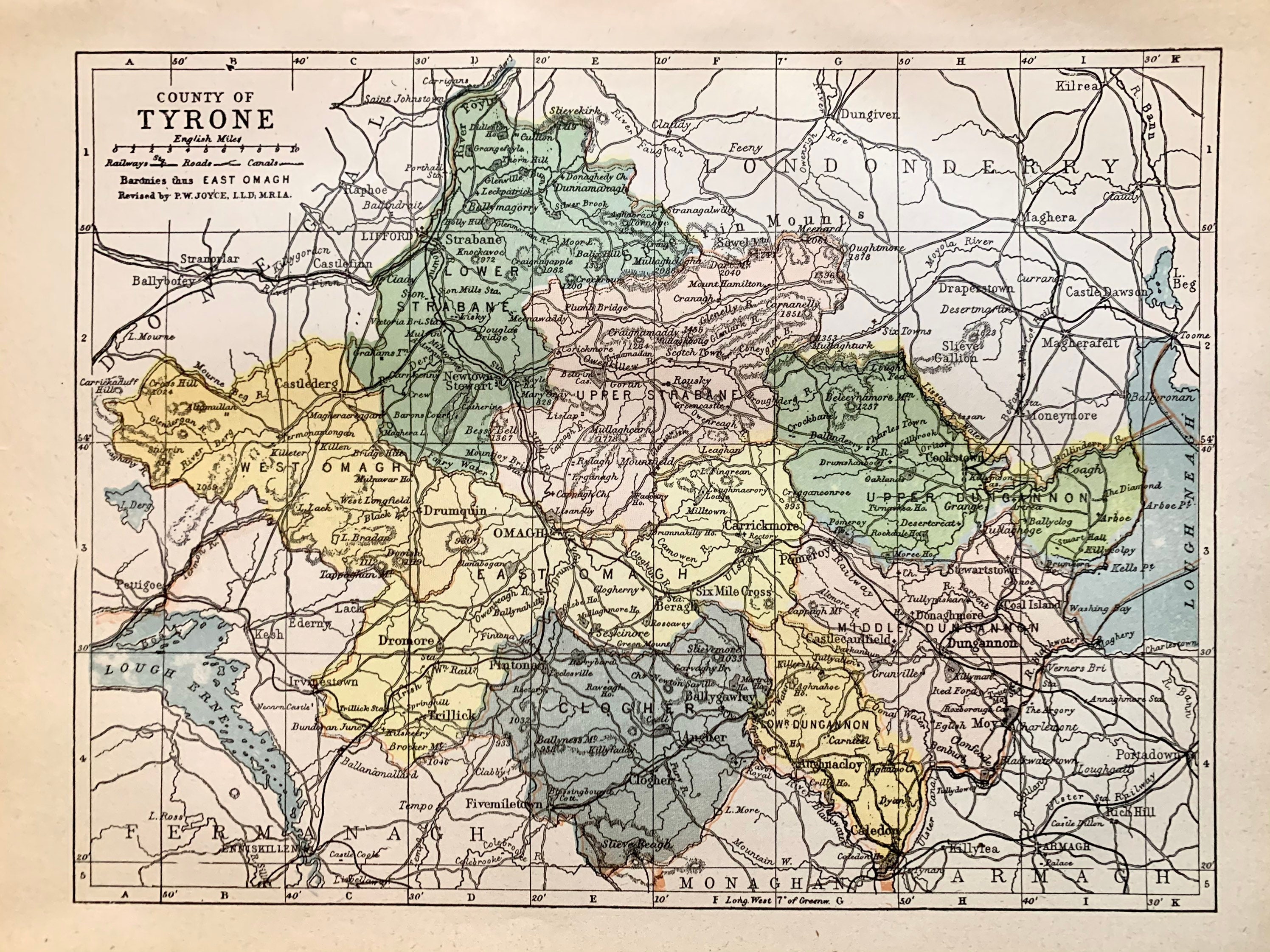 County of Tyrone map Original 1901 Atlas of Ireland map | Etsy