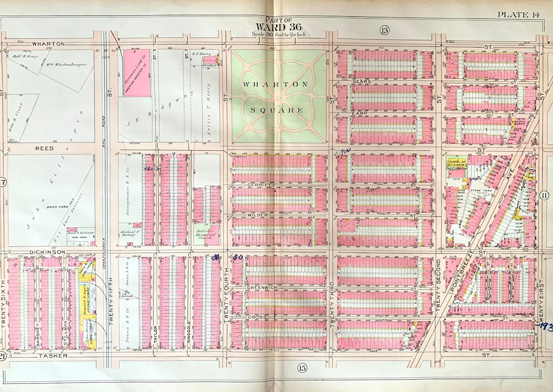 South Philadelphia Map, Original 1909 City of Philadelphia Atlas Map ...