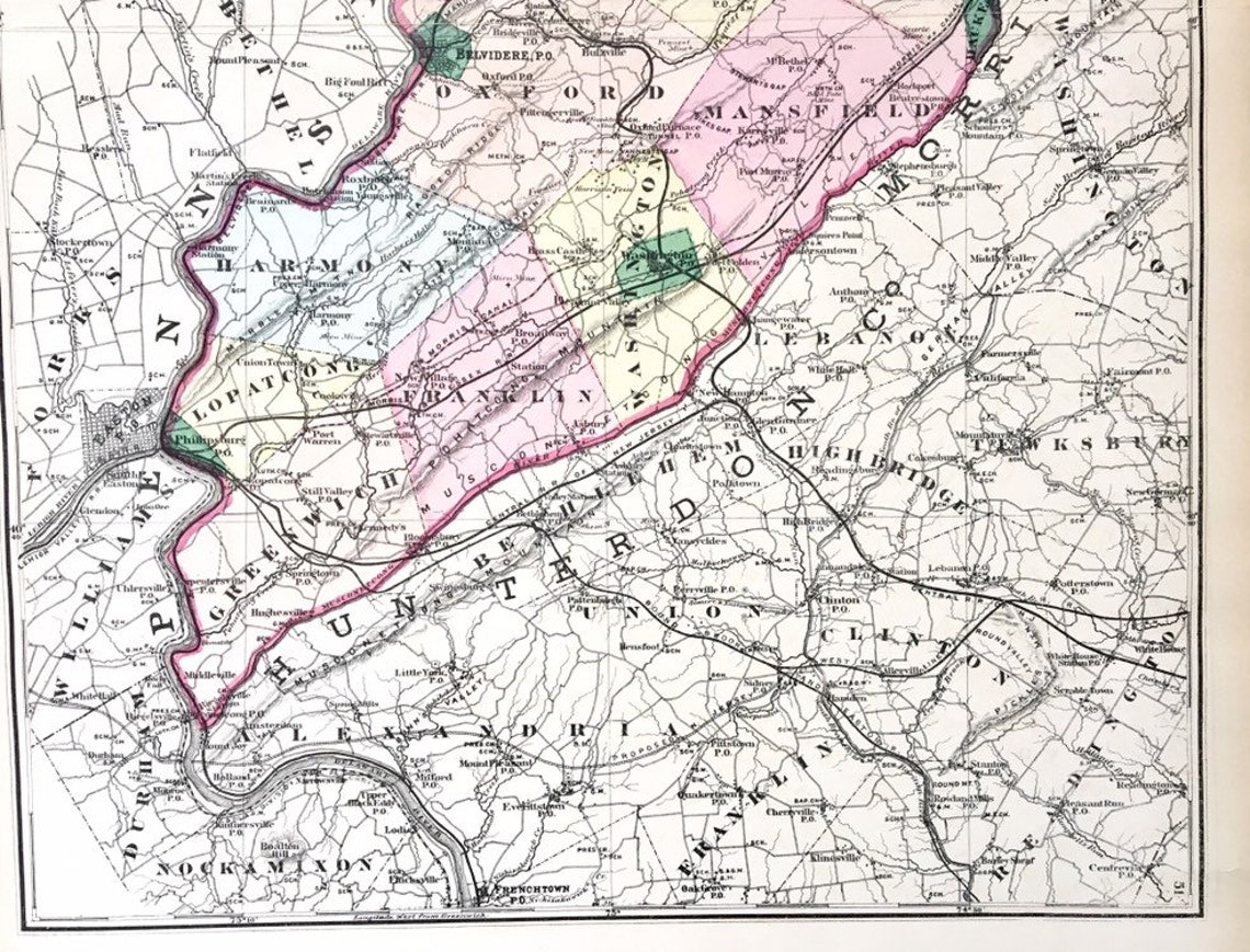 Warren County Original 1872 New Jersey Atlas Phillipsburg - Etsy