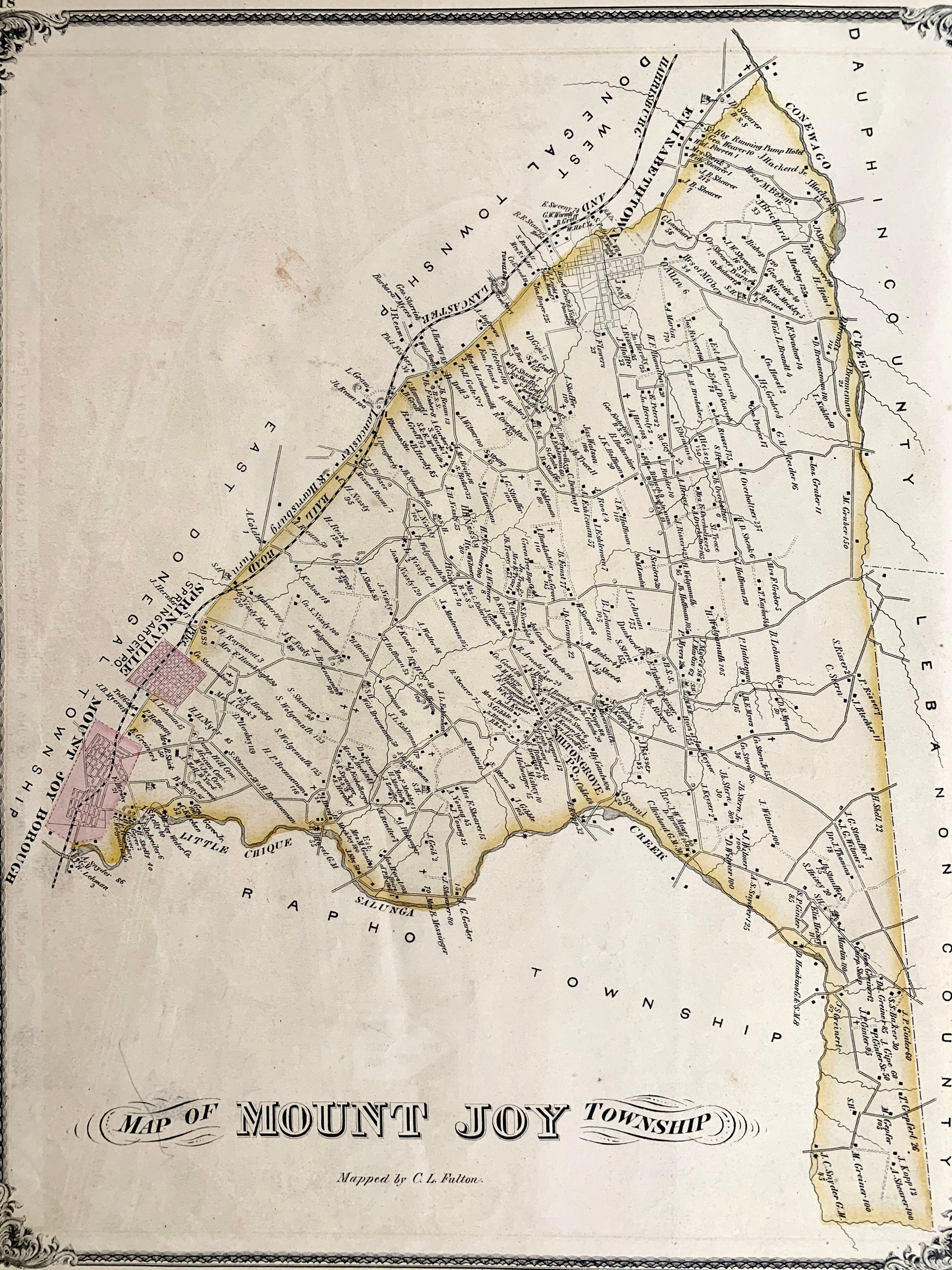 Mount Joy Township Map Original 1875 Lancaster County Atlas - Etsy UK