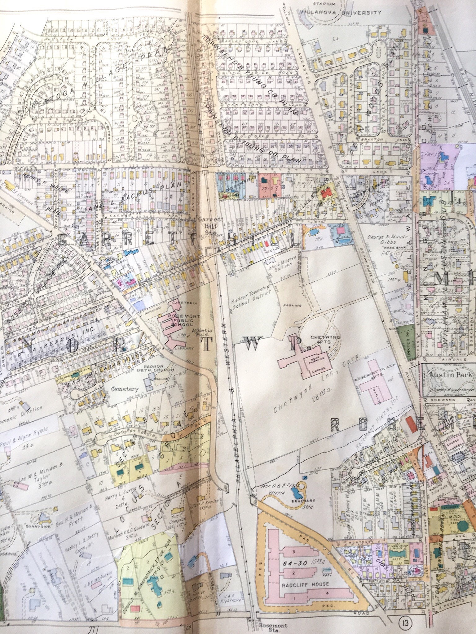 Radnor Township Map Original 1961 Main Line Atlas Rosemont - Etsy