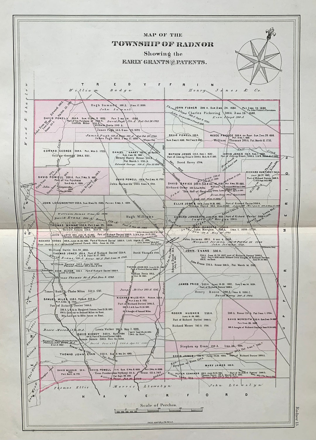 Radnor Township Map, Original 1880 Delaware County Atlas, Wayne ...