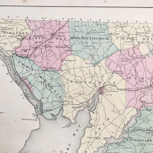 Cecil County Maryland Atlas Map, Original 1877 Hand Colored, Cecil ...