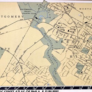 Chestnut Hill Map, Whitemarsh Map, Original 1951 City of Philadelphia ...