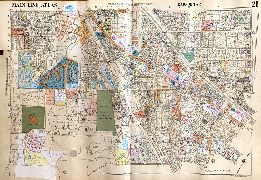 Wayne Map, Original 1961 Main Line Pennsylvania Railroad Atlas, St ...