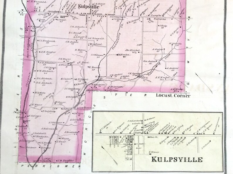 Mapa de Towamencin, atlas original del condado de Montgomery de 1877 ...