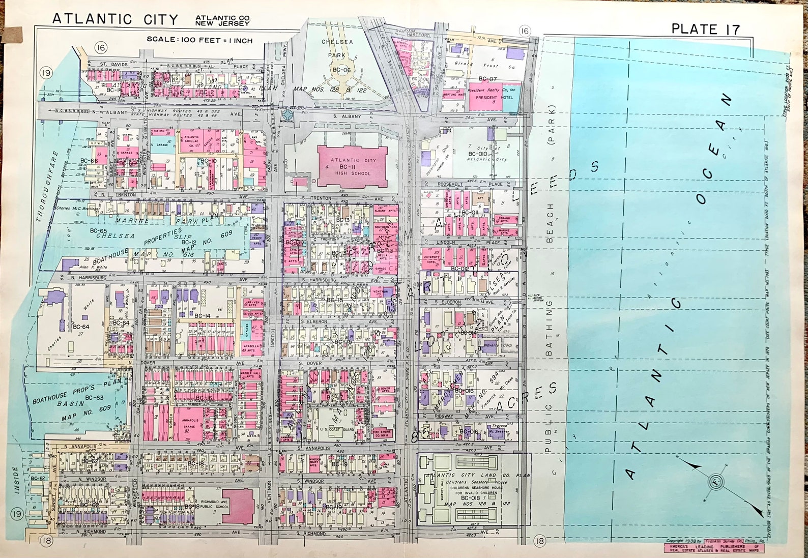 Atlantic City Map Original 1938 Absecon Island Atlas Knife - Etsy