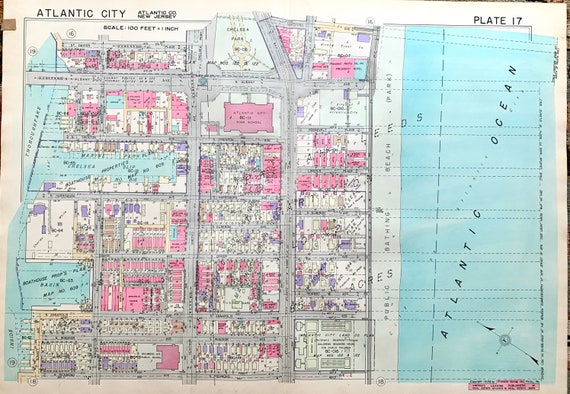 Atlantic City Map Original 1938 Absecon Island Atlas Knife - Etsy